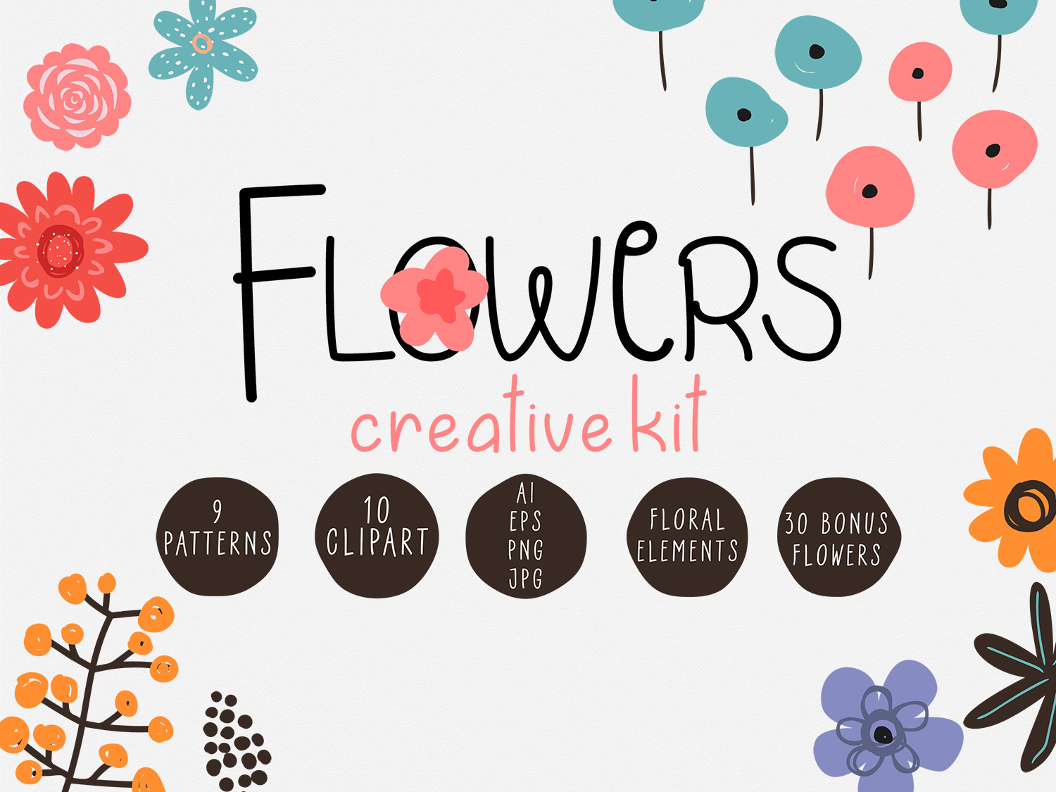 Flowers Creative Kit for Illustrator, an Object Graphic by adadesign
