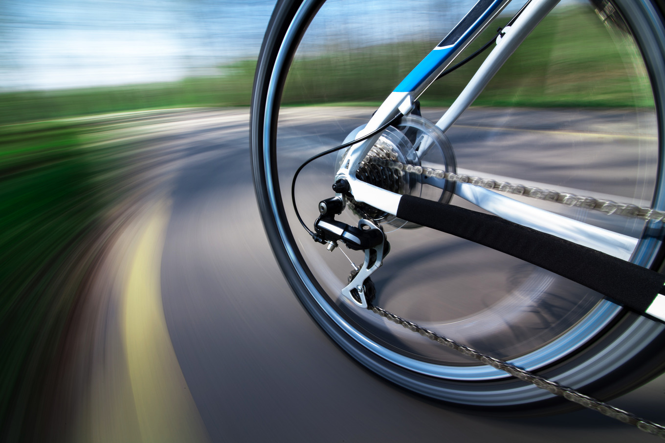 View of rear bicycle wheel in motion, a Transportation Photo by ...