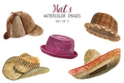 Watercolor Hats Clipart, an Illustration by YesFoxy