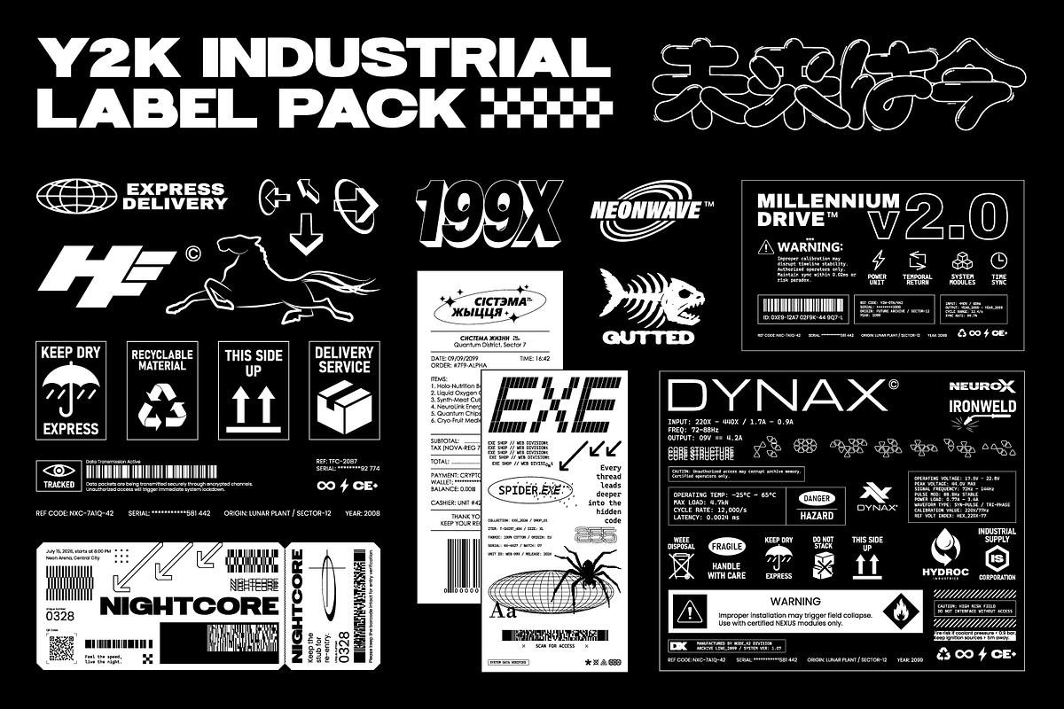Industrial Shipping Labels & Logos, an Object Graphic by SergeyBitos