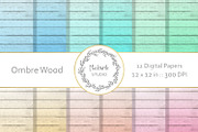 Ombre Rustic Wood digital paper, a Texture Graphic by MockTurtleStudio