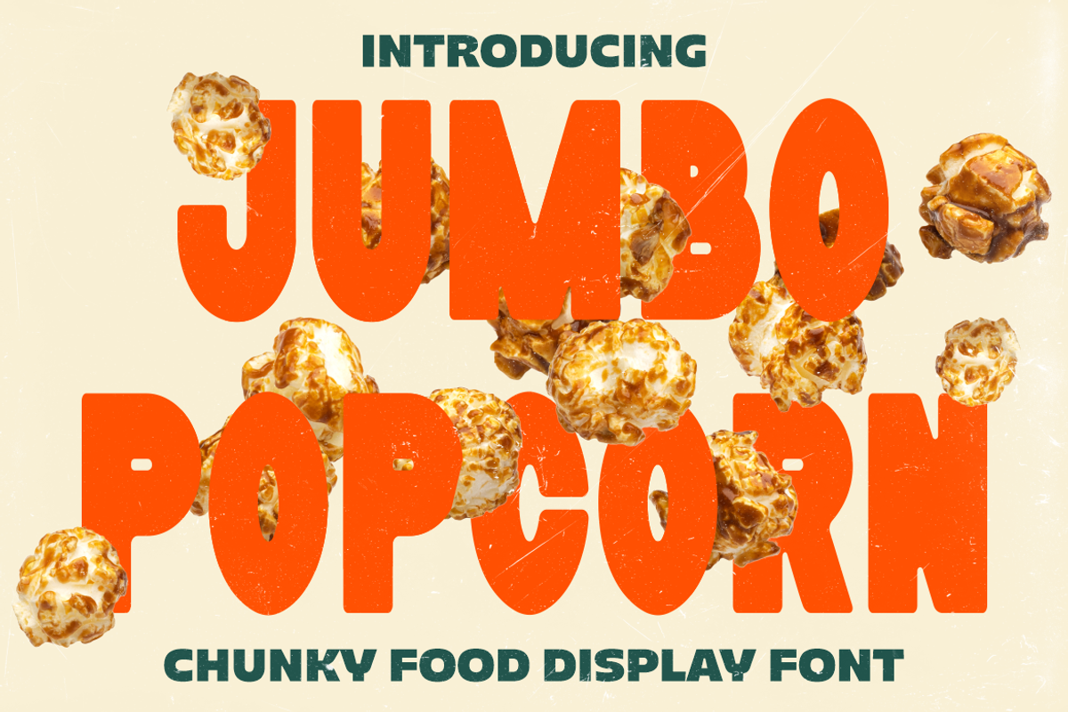 Jumbo Popcorn Chunky Food Font, a Font by PutraCetol Studio