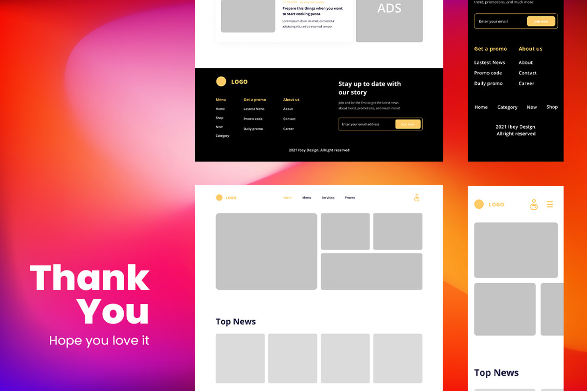 Digital Magazine Wireframe Website