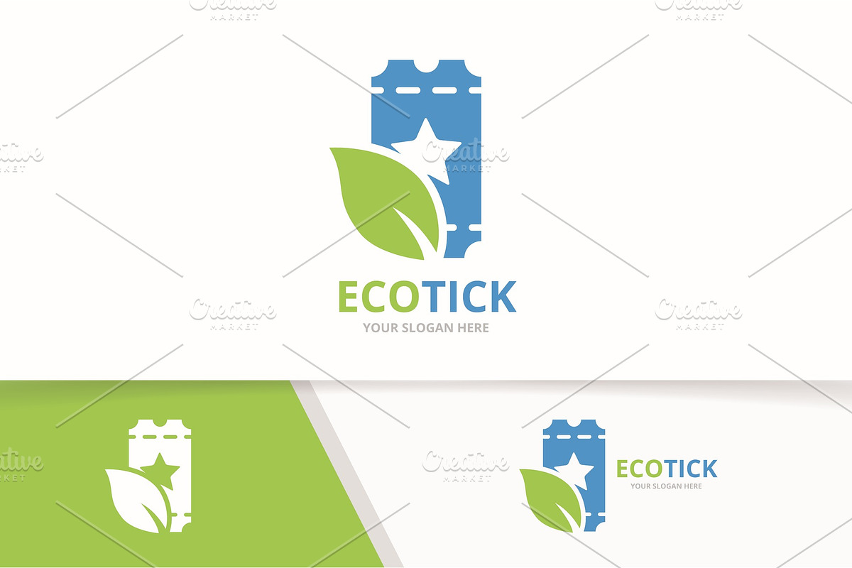 Vector ticket and leaf logo, a Branding & Logo Template by GraphiShop