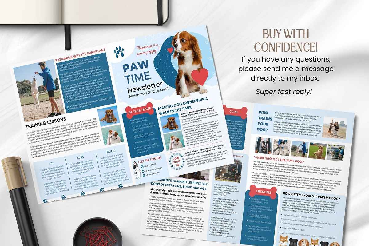Canva newsletter template for pet dogs