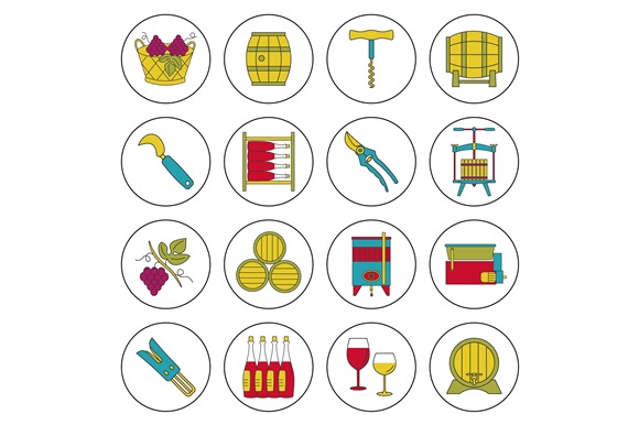 Set of wine industry icons, an Icon by Sunshine Art Shop