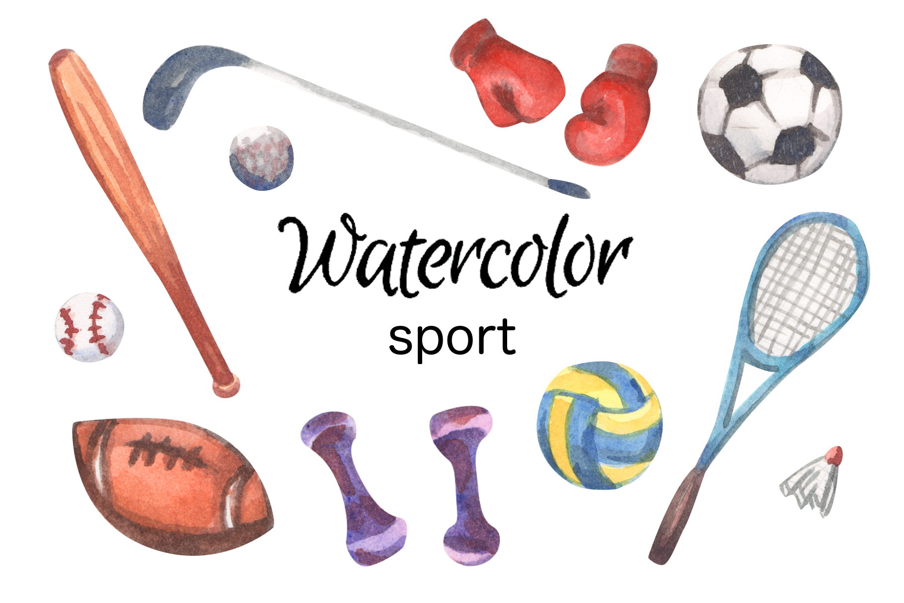 Sport watercolor clip art, a Background Graphic by GoodFairyClipArt