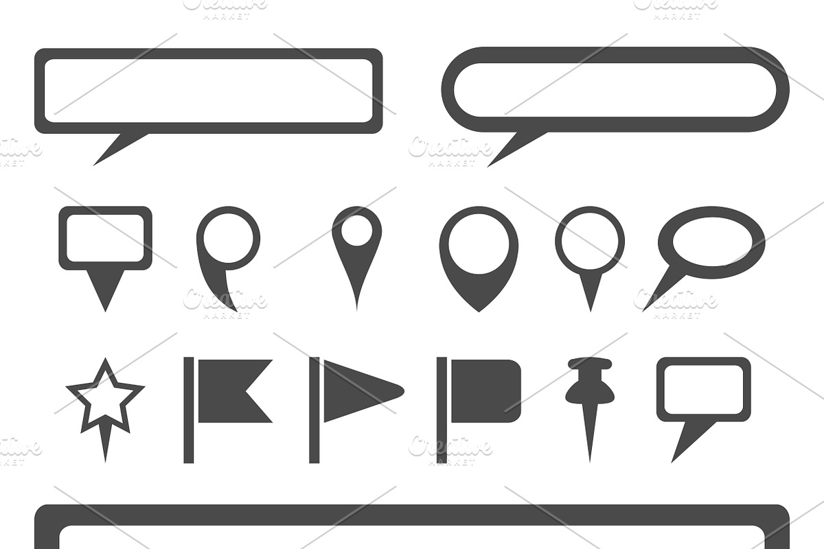 Simple gray map markers set., an Icon by Oleksii