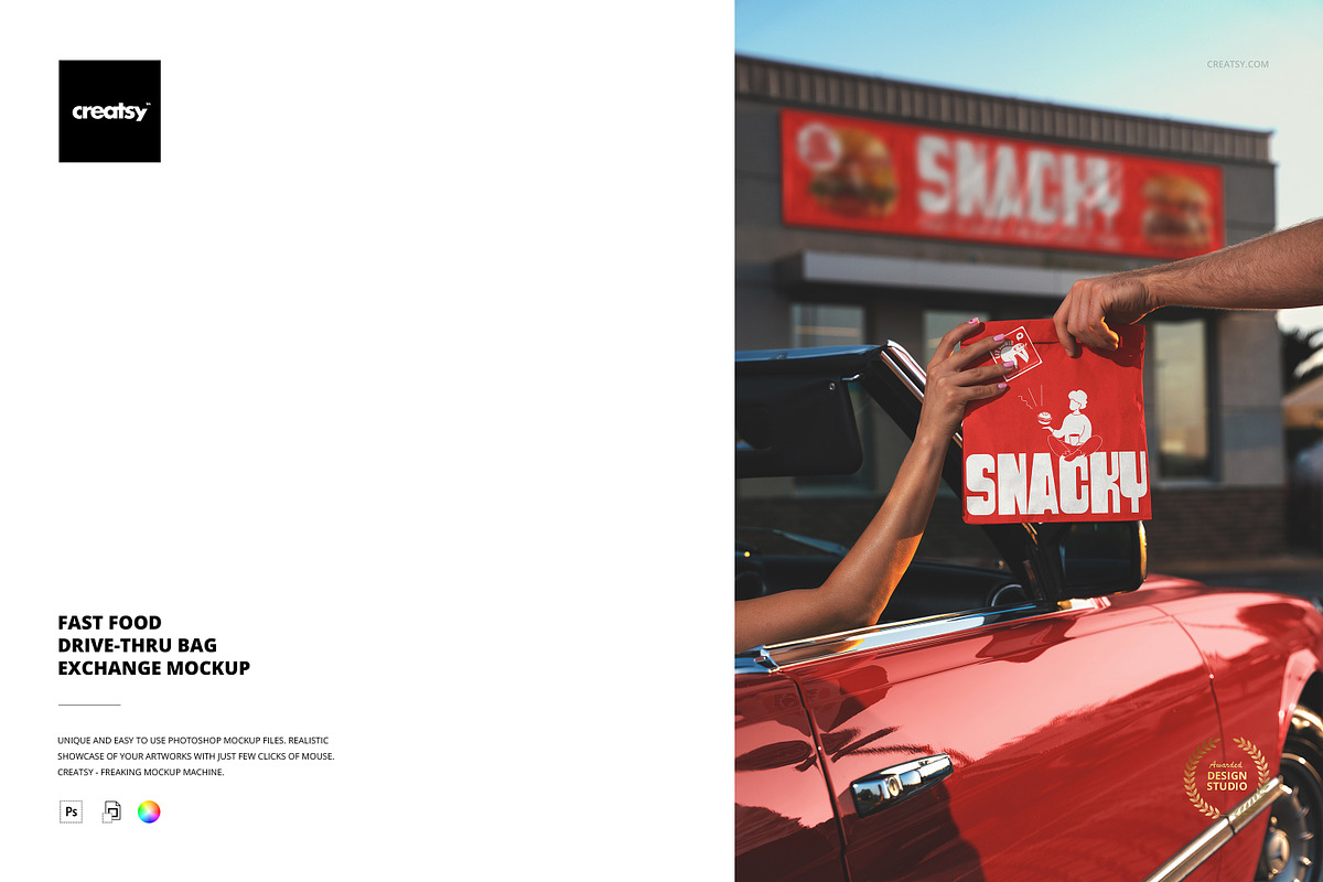 Fast Food Drive-Thru Bag Exchange Mo, a Packaging Mockup by creatsy5 ...
