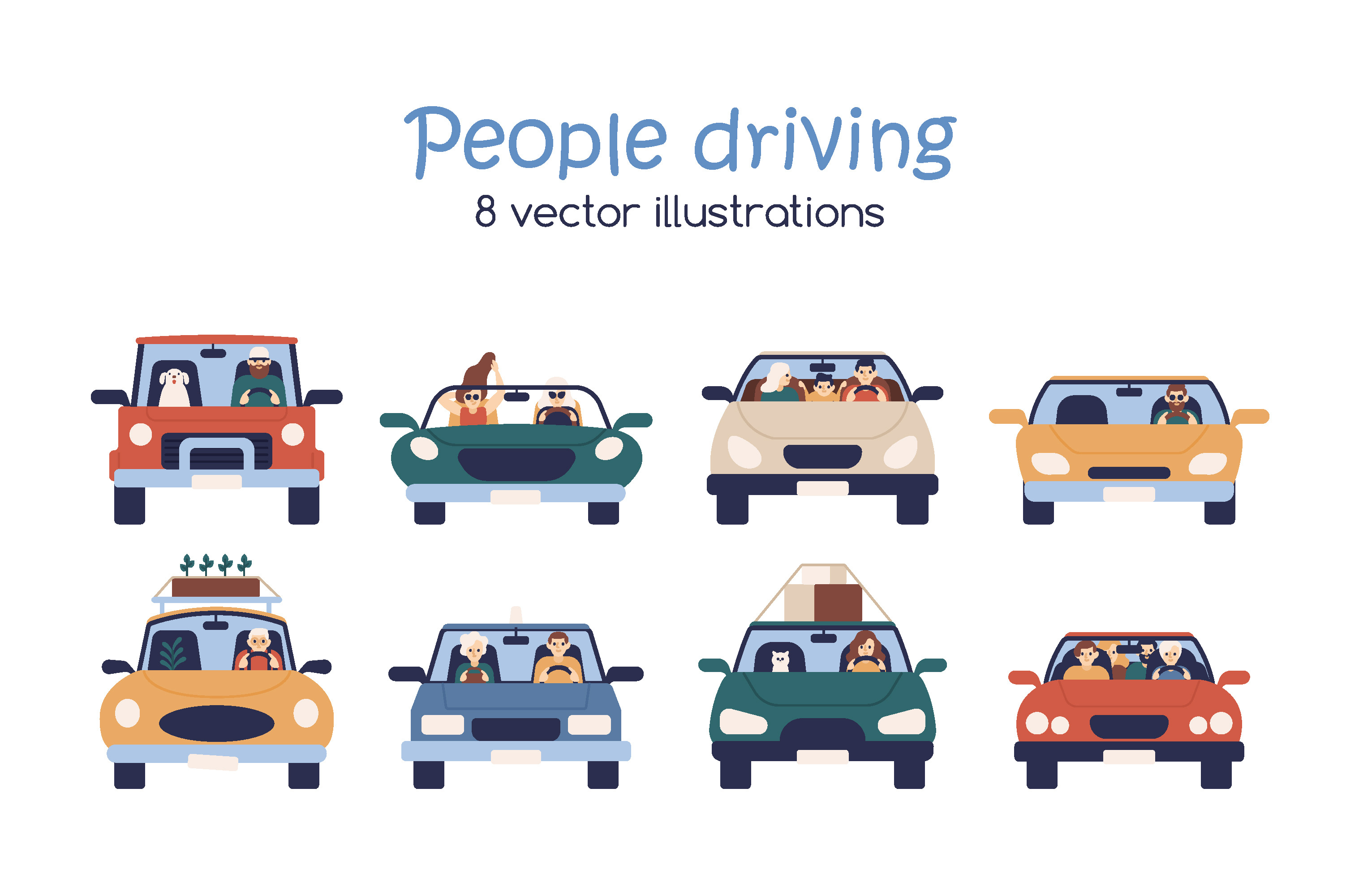 People driving car, a Person Illustration by Good Studio