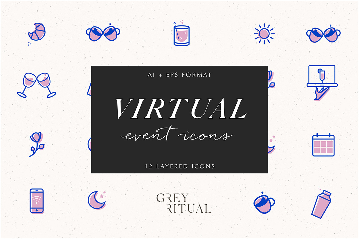 Virtual Event Icons, a Graphic by Grey Ritual Studio | Creative Market