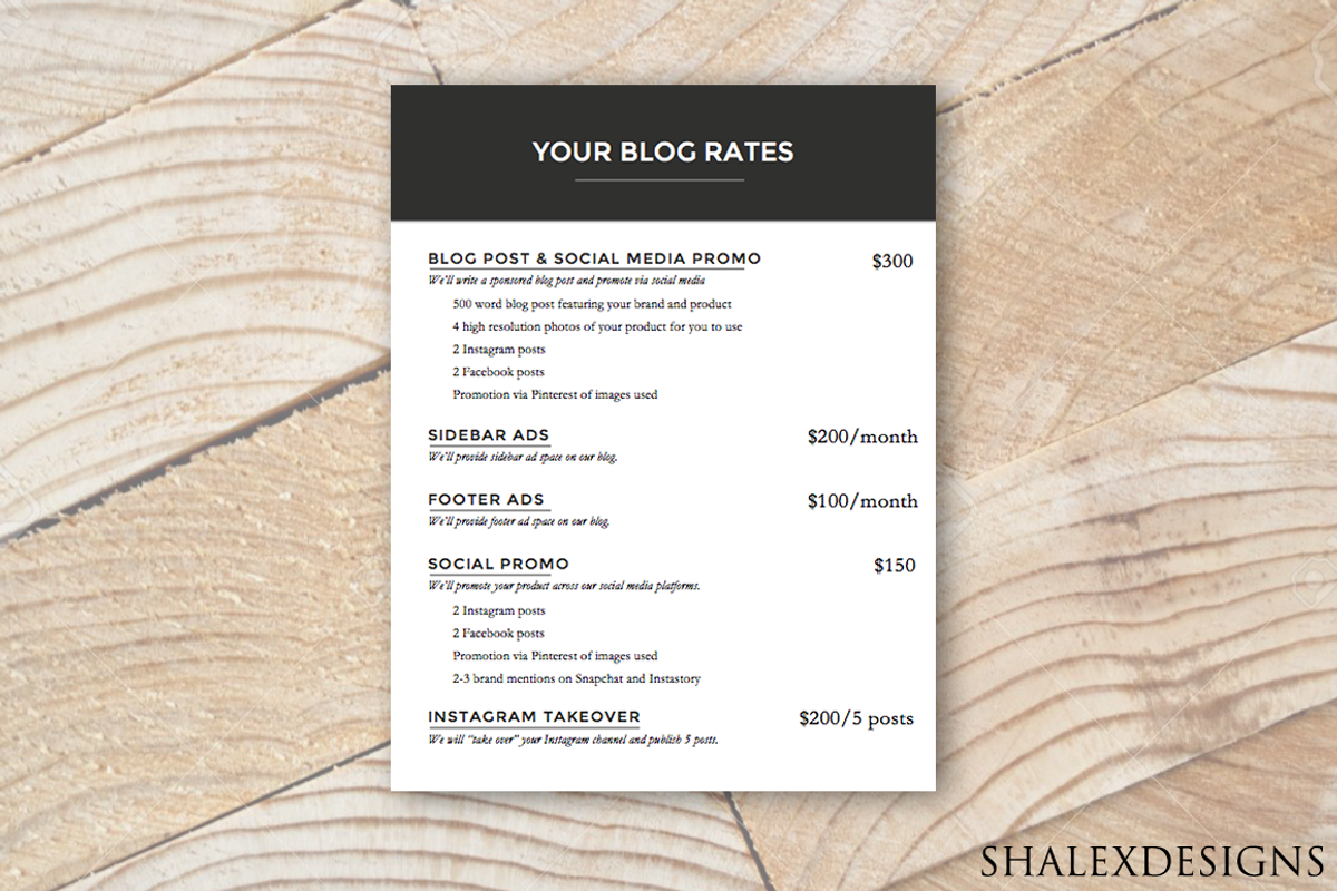 Ad Rate Sheet - Blog Rate Kit, a Resume Template by ShalexDesigns