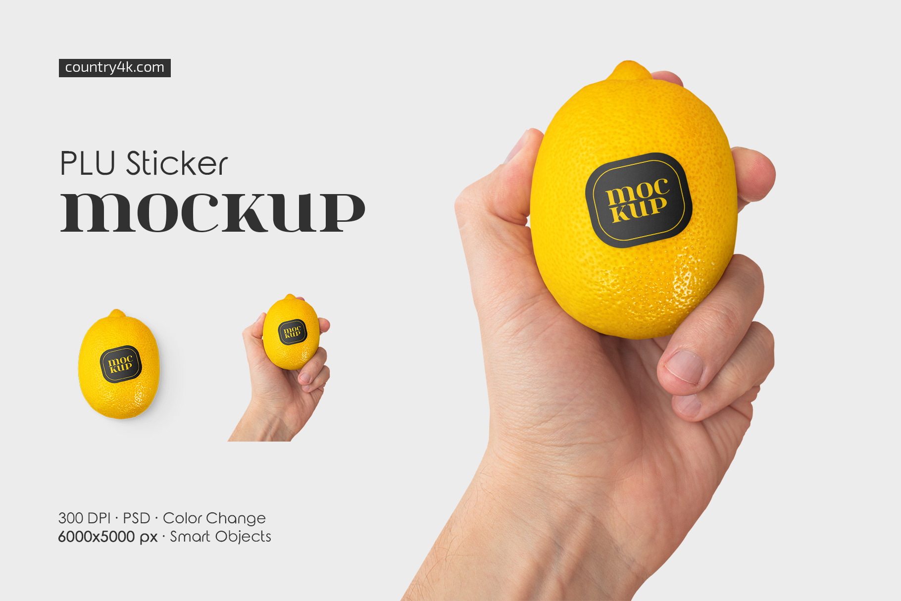 PLU Produce Sticker on Lemon Mockup