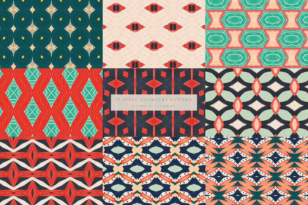 Playful Geometry Seamless Patterns, a Pattern Graphic by Julia Dreams