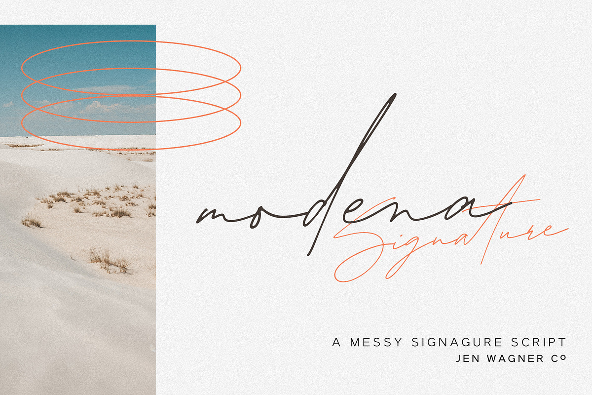 Modena Signature | Messy Script, a Script Font by Jen Wagner Co