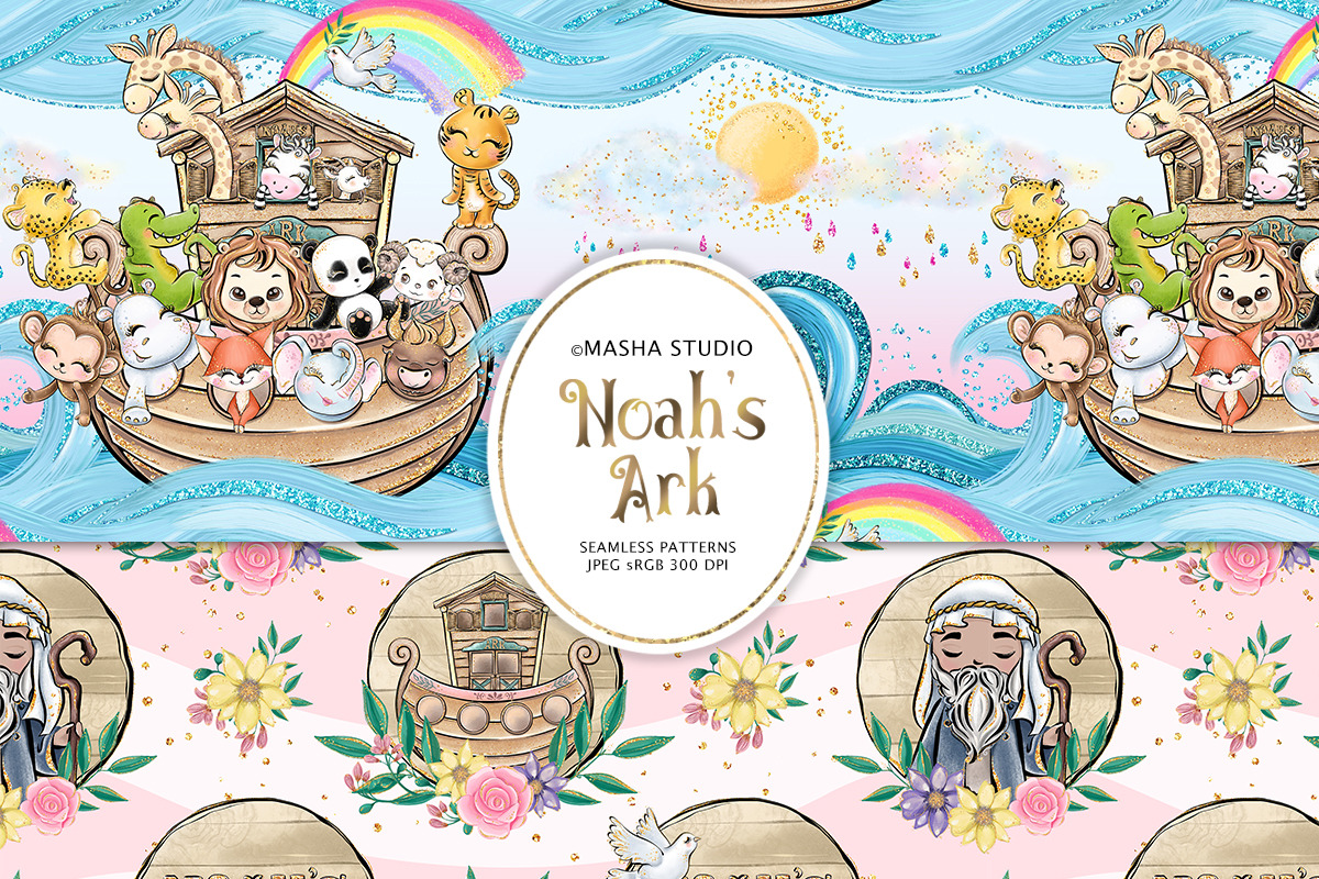 Noah's Ark Digital Papers, a Pattern Graphic by Masha Studio