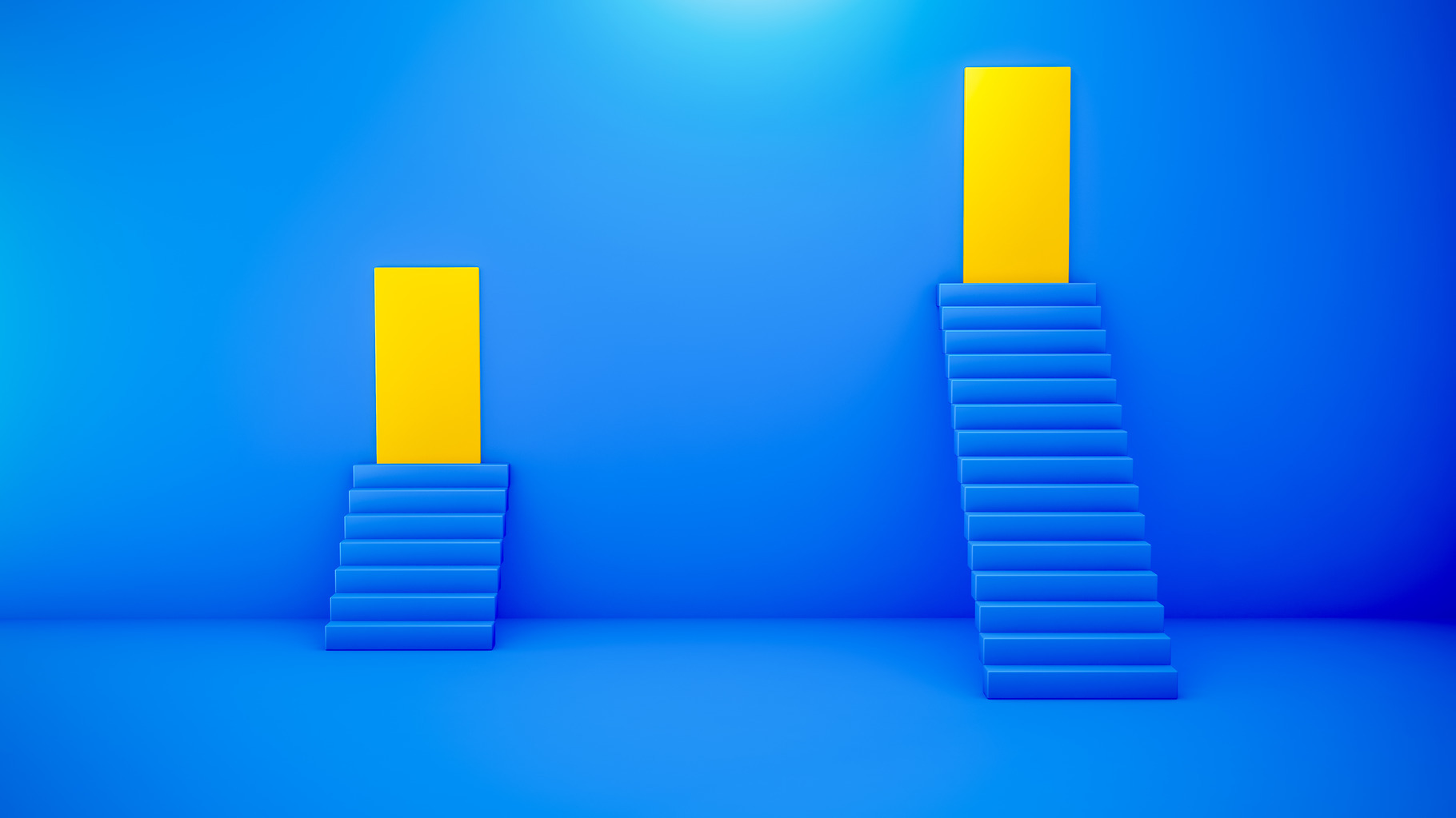 Blue stairs on blue background, an Abstract Photo by OSORIOartist