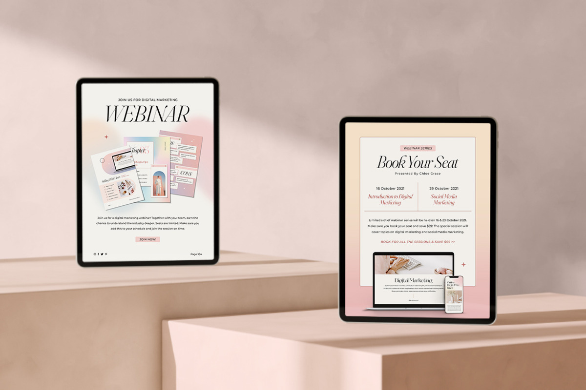 Workbook Gradient Coach | CANVA PS, a Magazine Template by Eviory