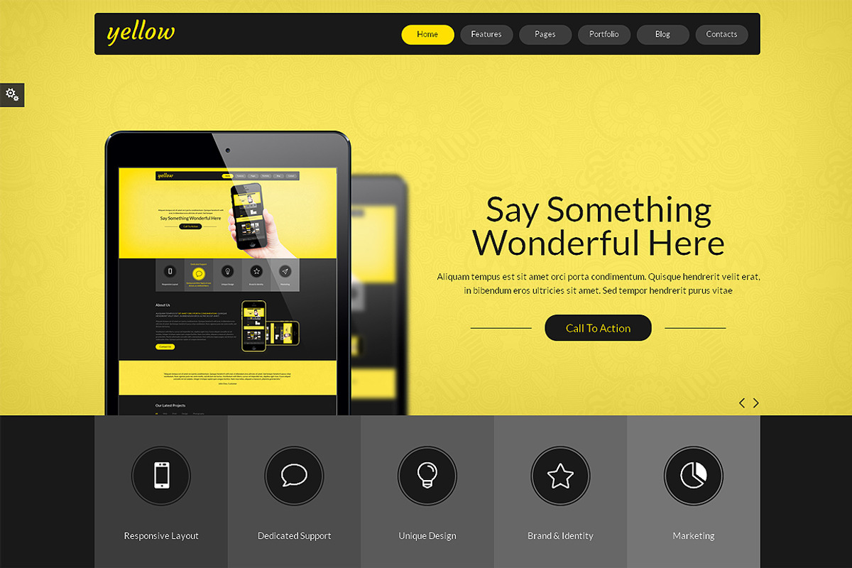 Yellow Bootstrap Responsive Template, a Bootstrap Template by IceTemplates