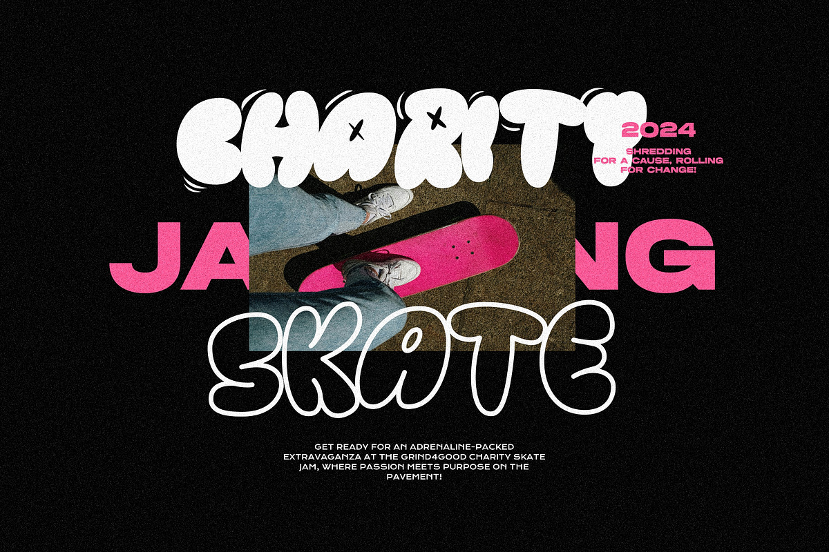 Pinky Funky - Bubble Graffiti Font, a Handwritten Font by Imoodev