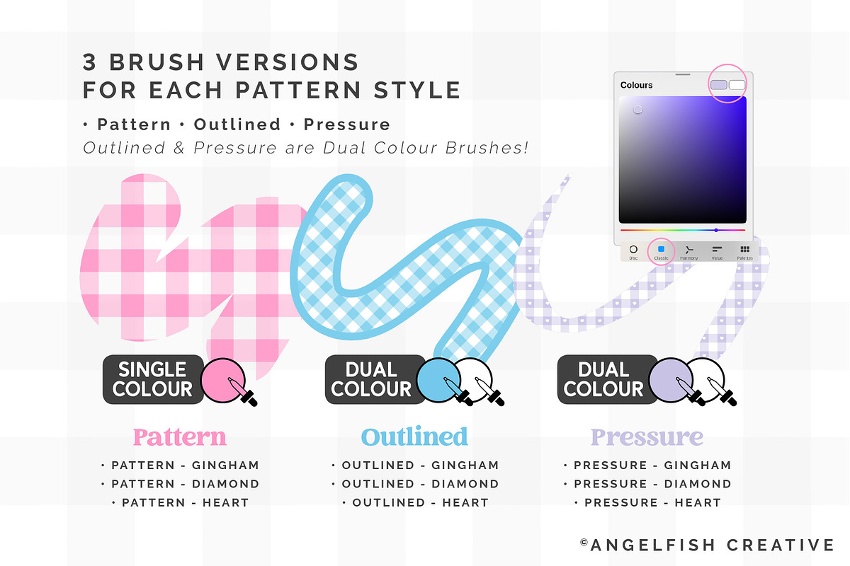 Gingham Pattern Procreate Brushes