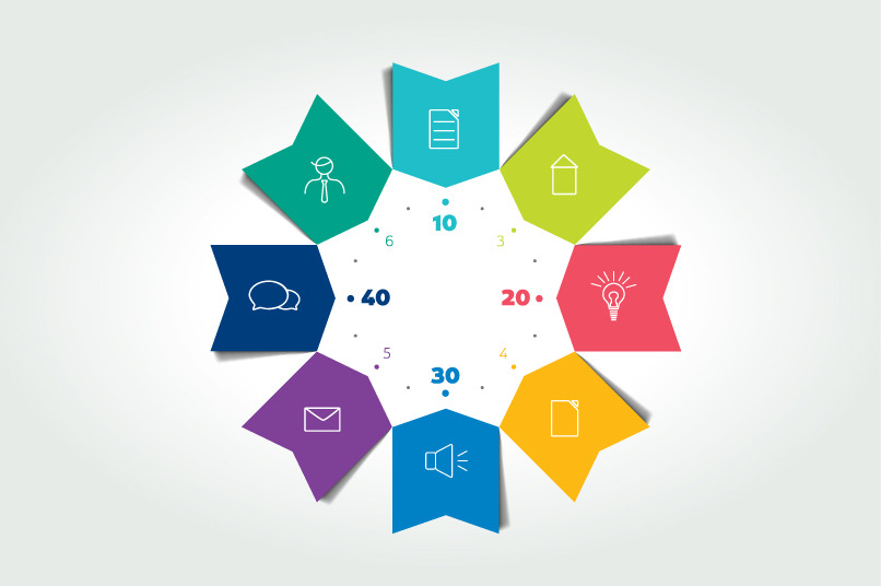 Round, circle 8 steps chart., an Object Graphic by VectorAN