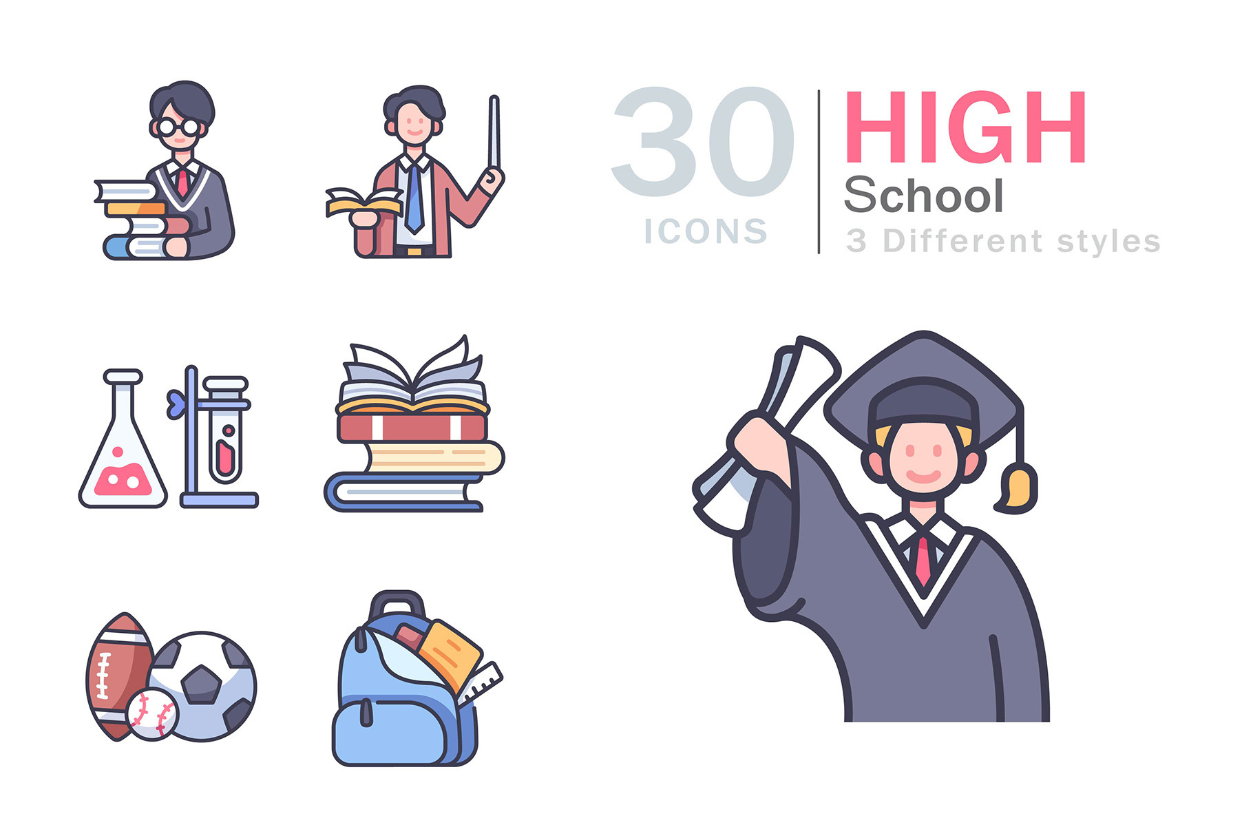 30 High school icon set | Icons ~ Creative Market