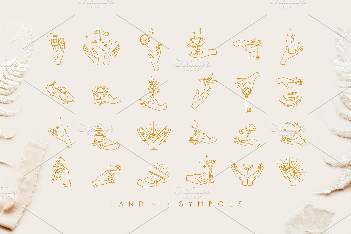 Hand With Symbols, a Food Illustration by Anna | Creative Market