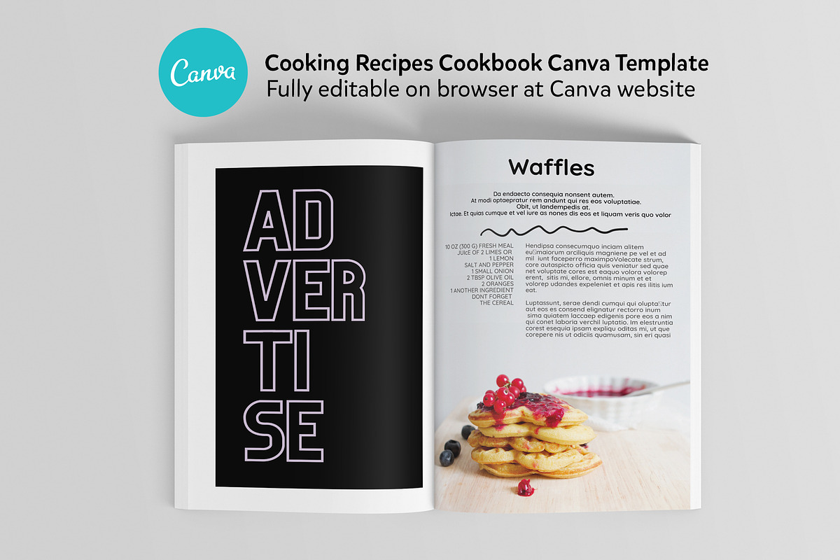 Cooking Cookbook Canva Template, a Magazine Template by DeLaGranSiete ...
