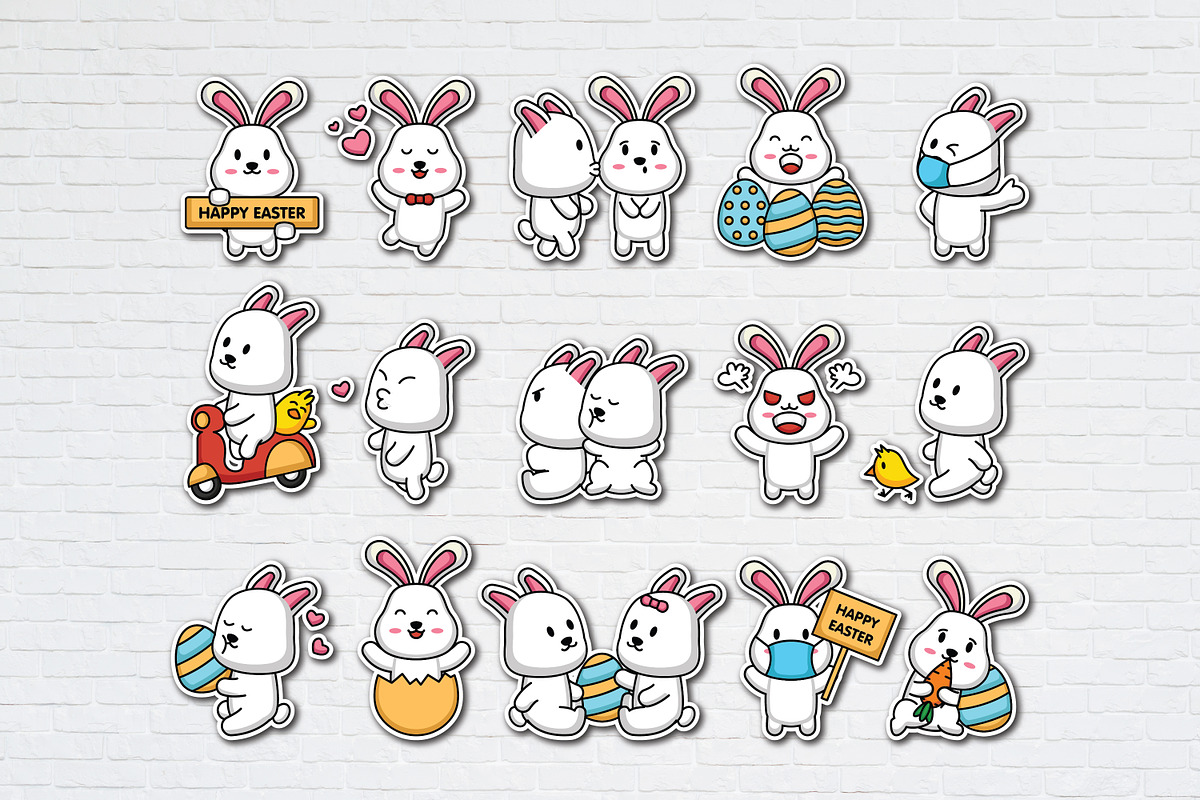 Adorable Kawaii Easter Bunny Bundle, an Animal Illustration by ...