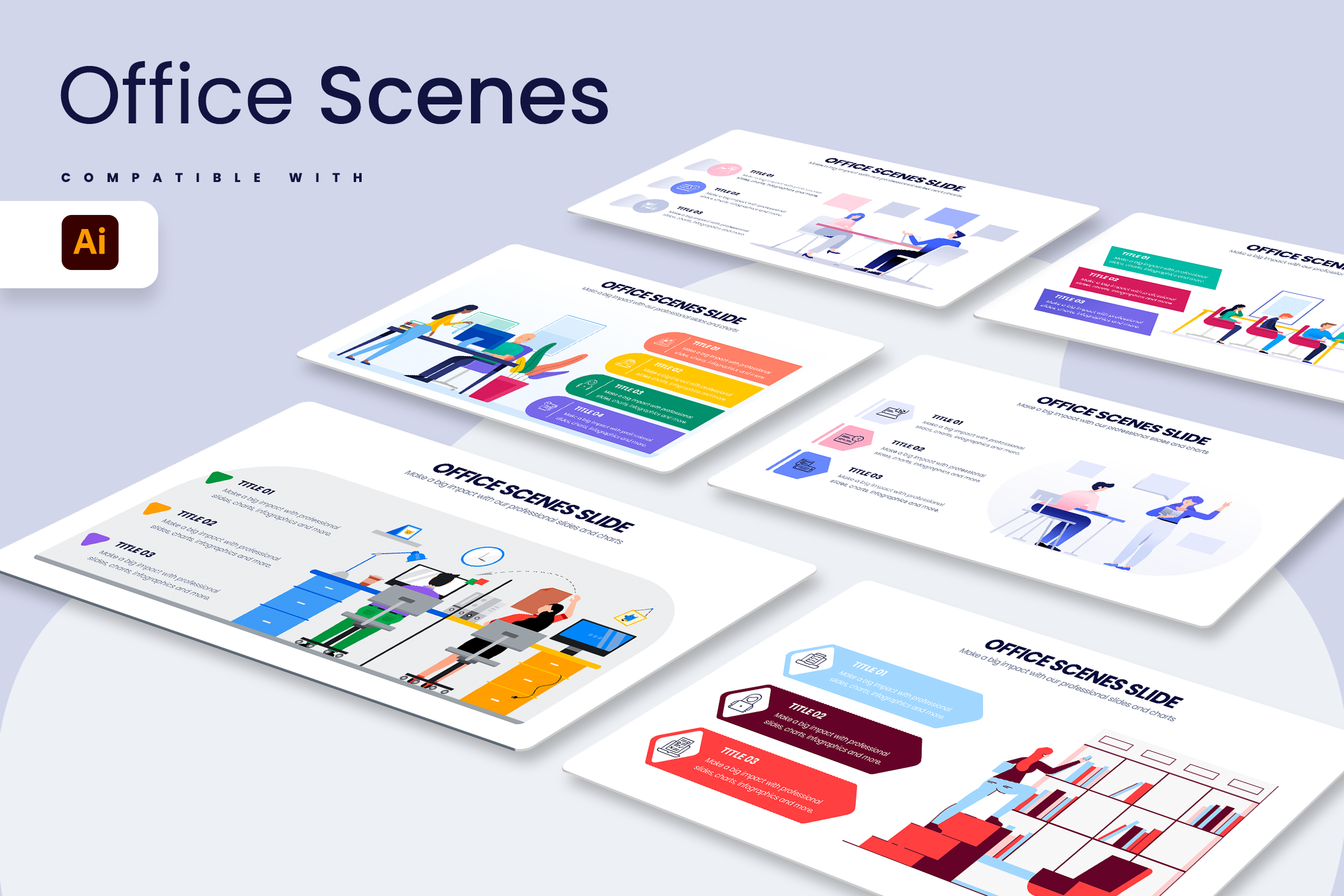 Office Scenes Illustrator Slides, a Presentation Template by Slidesmash