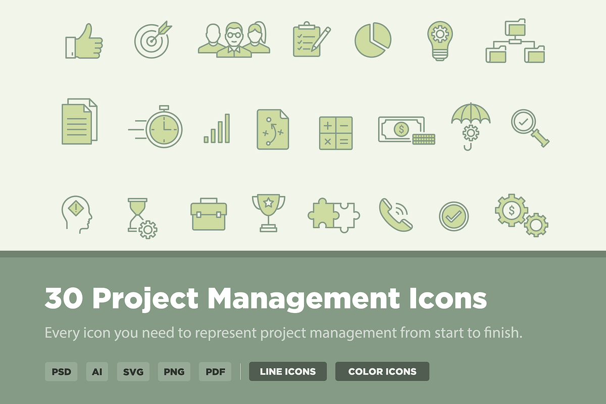 30 Project Management Icons, an Outline Icon by Creative VIP