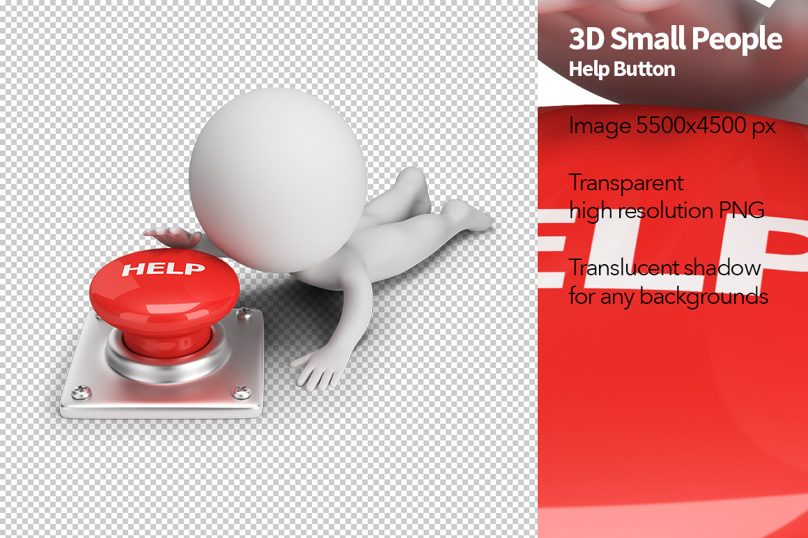 3D Small People - Help Button, an Object Illustration by Anatoly ...