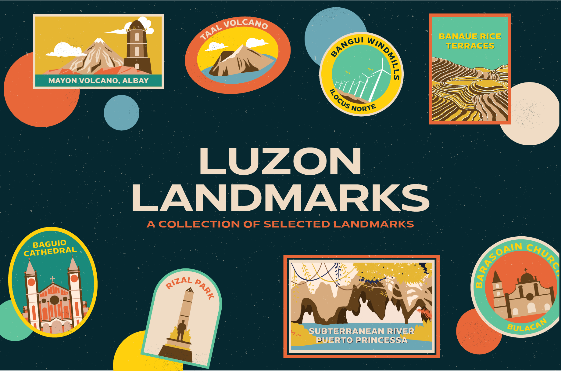 Philippine Landmark Icons - Luzon, an Illustration by The Weekend Supply