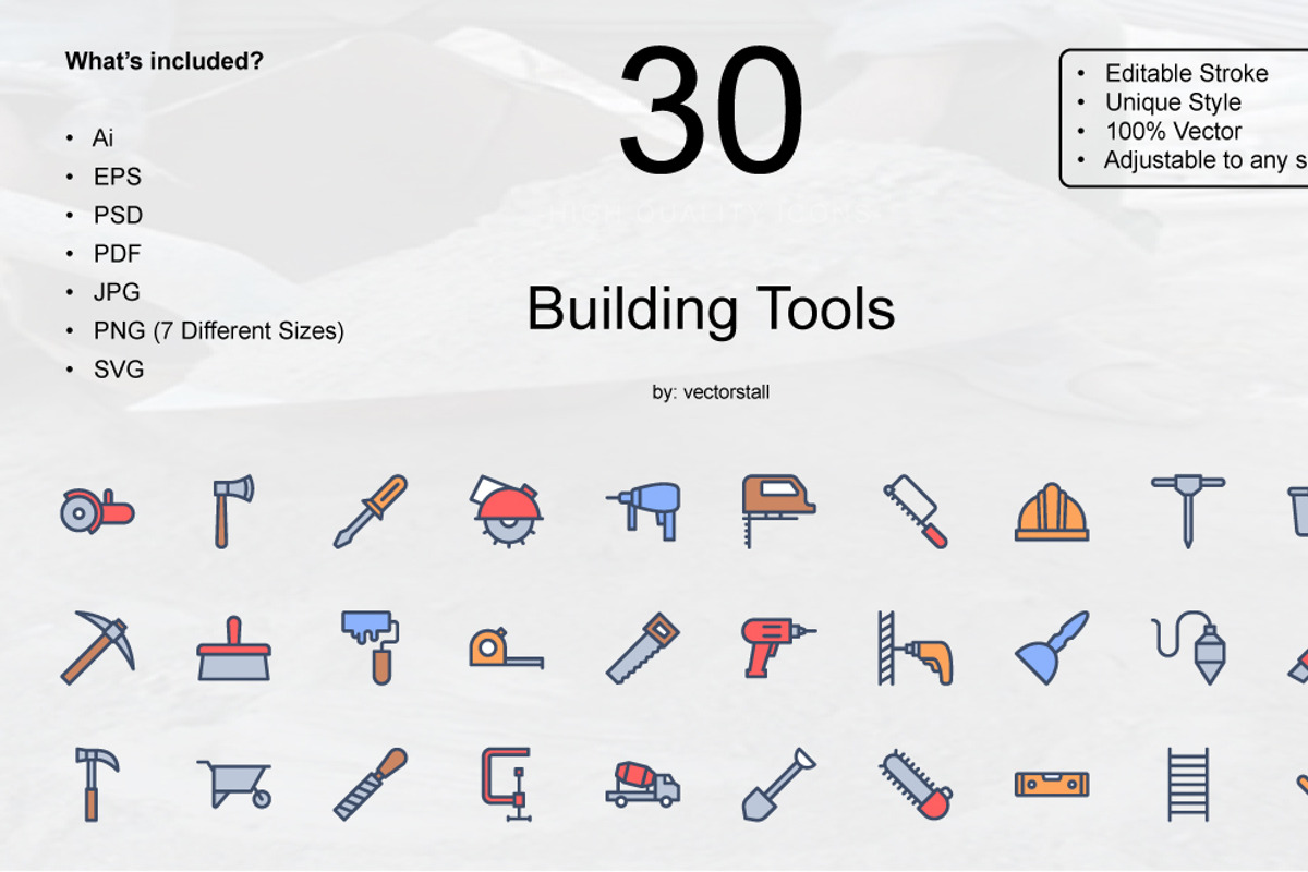 Building Tools, an Icon by Vector Stall | Creative Market