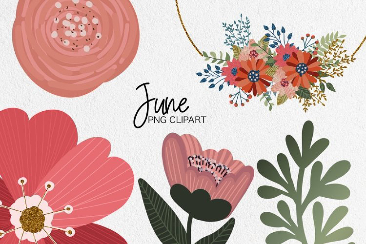Summer Flowers Clipart | June, an Illustration by illuztrate | Creative ...
