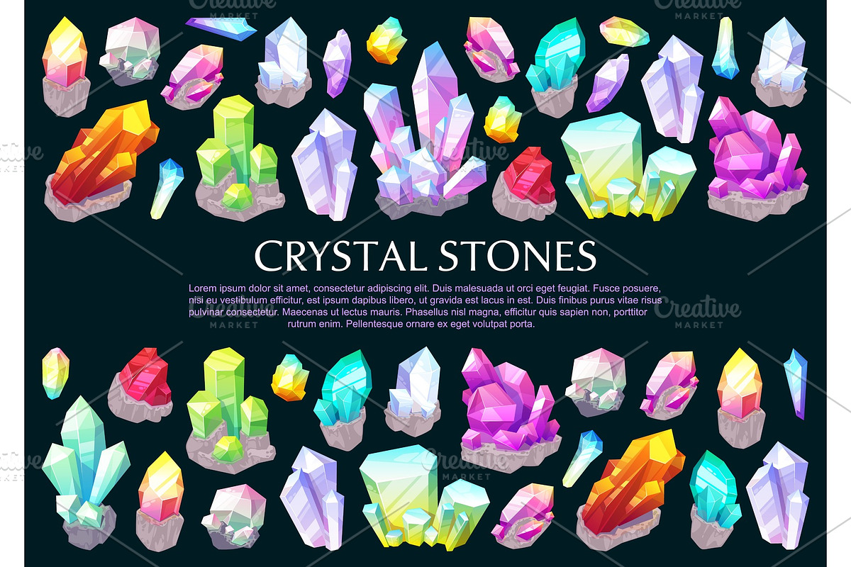 Crystals, precious gems and jewelry, an Illustration by Vector Tradition