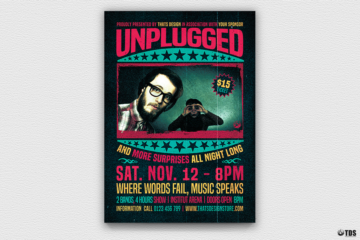 Concert Unplugged Flyer Template, a Flyer Template by ThatsDesign Art