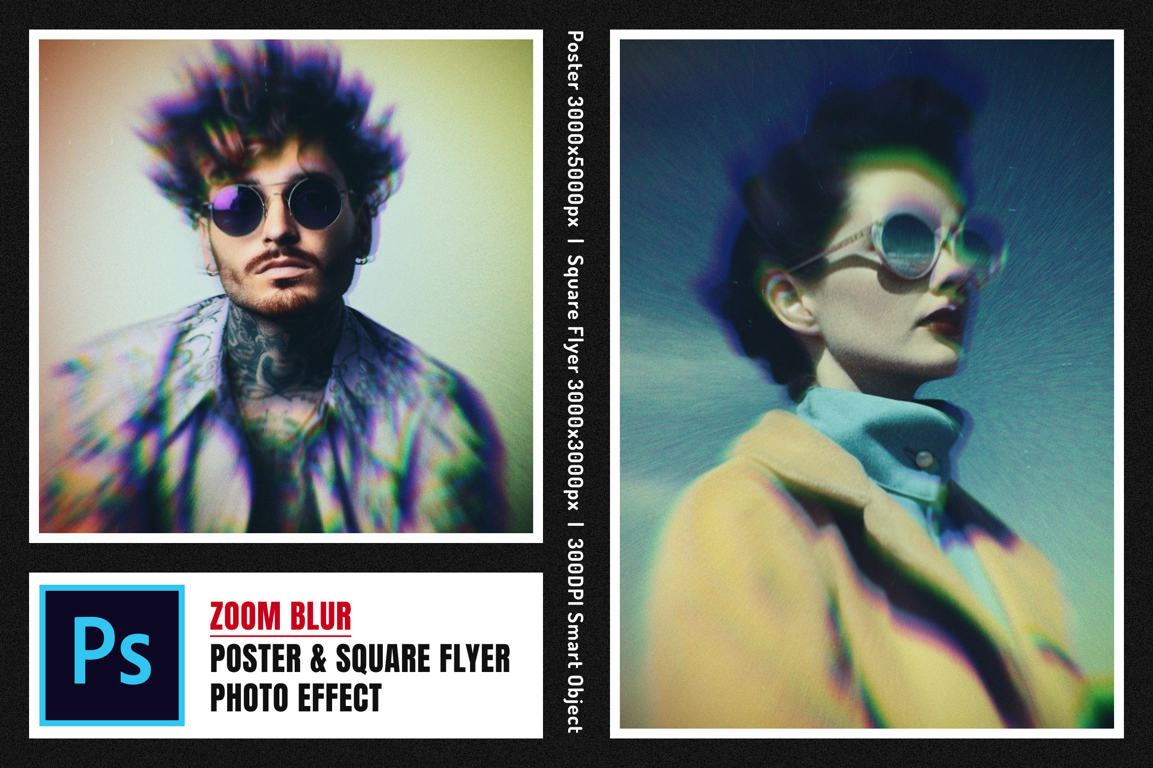 Zoom Blur Square,Poster Photo Effect, a Layer Style Add-On by dokudokunomi