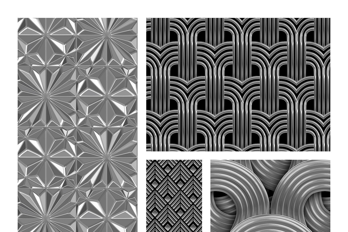 3D Art Deco Patterns for Photoshop, a Pattern Graphic by DesignerCandies