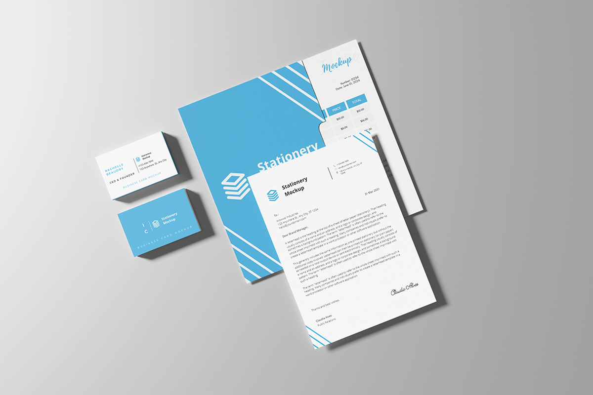 Clean Stationery Kit Mockup