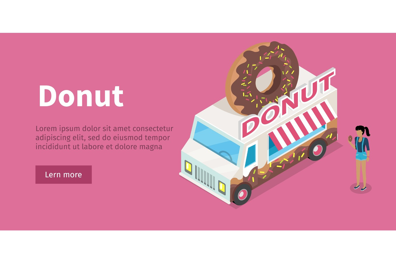 Donut conceptual Isometric Vector Web Banner, a Food Illustration by ...