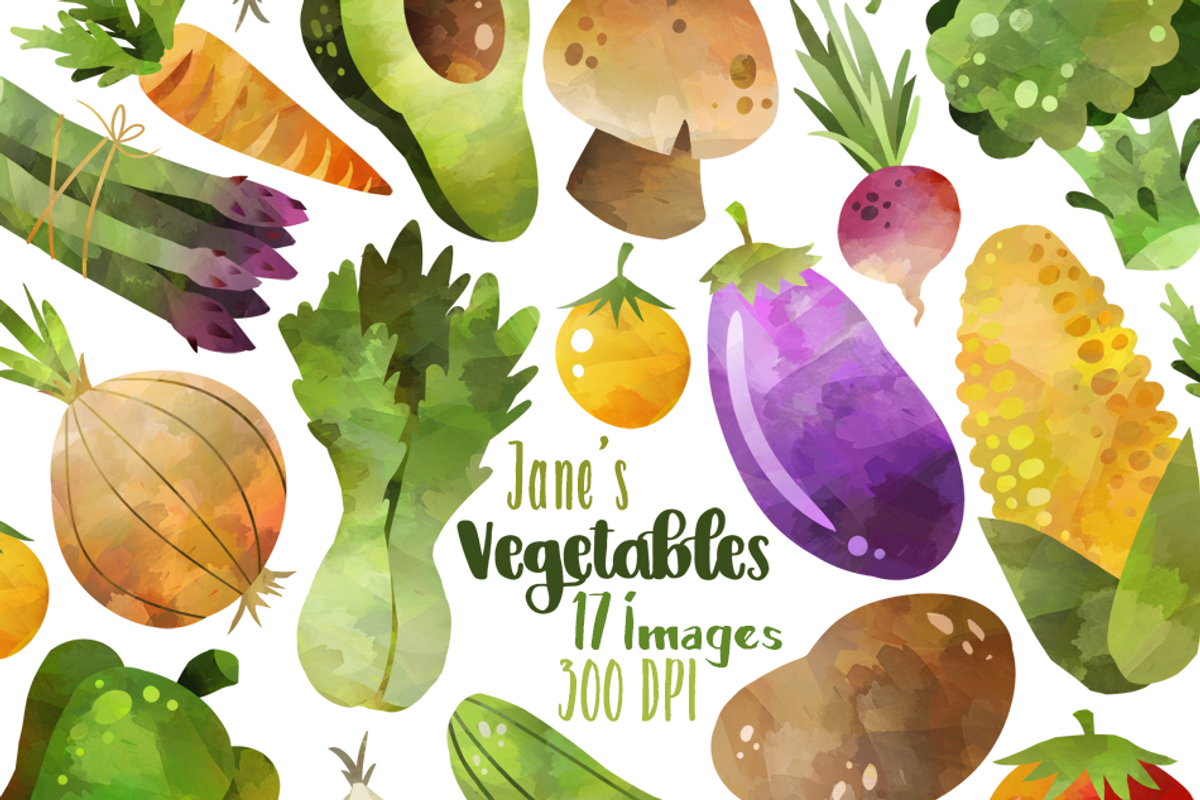 Watercolor Vegetable Clipart, a Food Illustration by DigitalArtsi