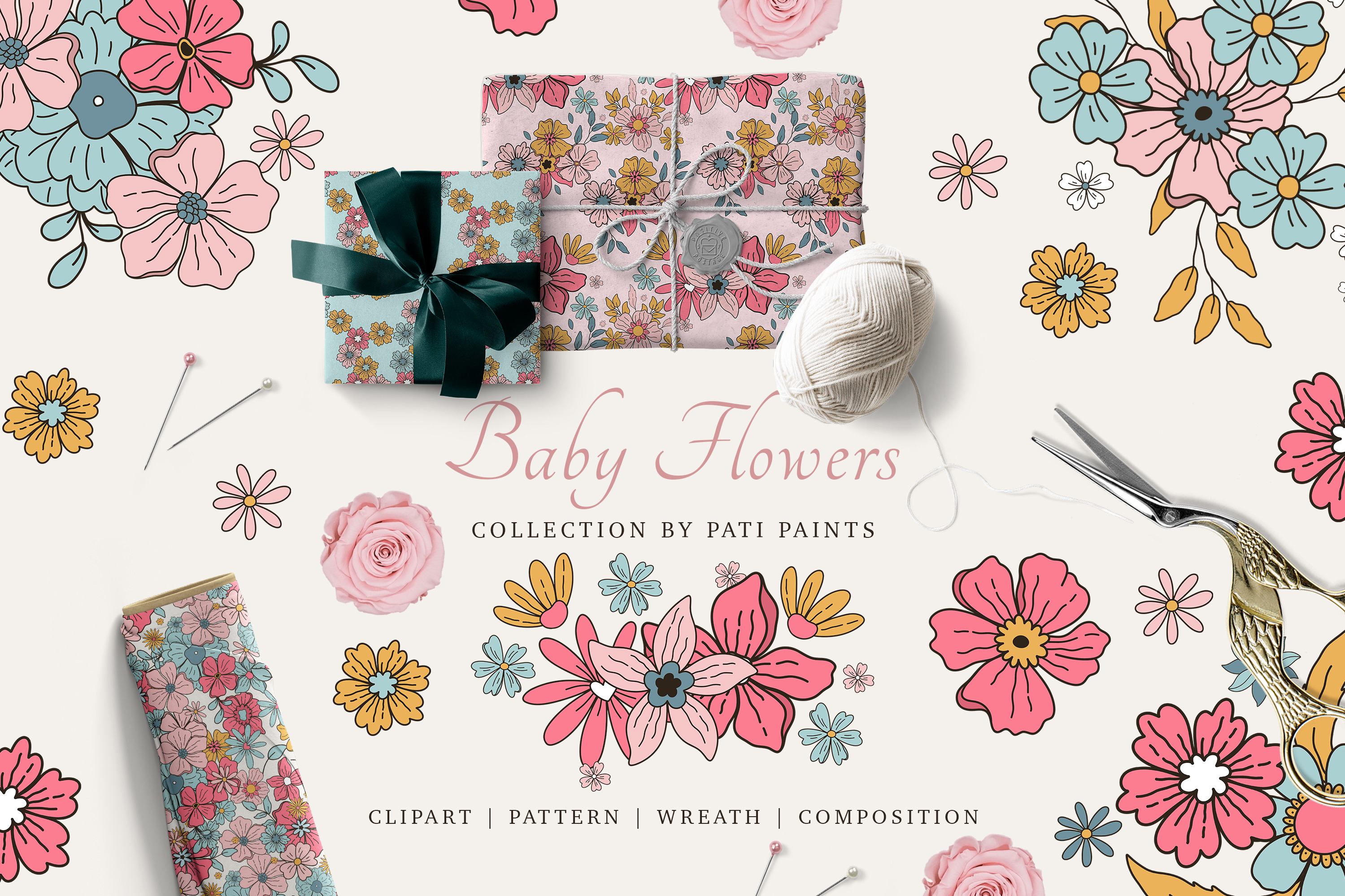 Baby Flowers Cute Vector Collection