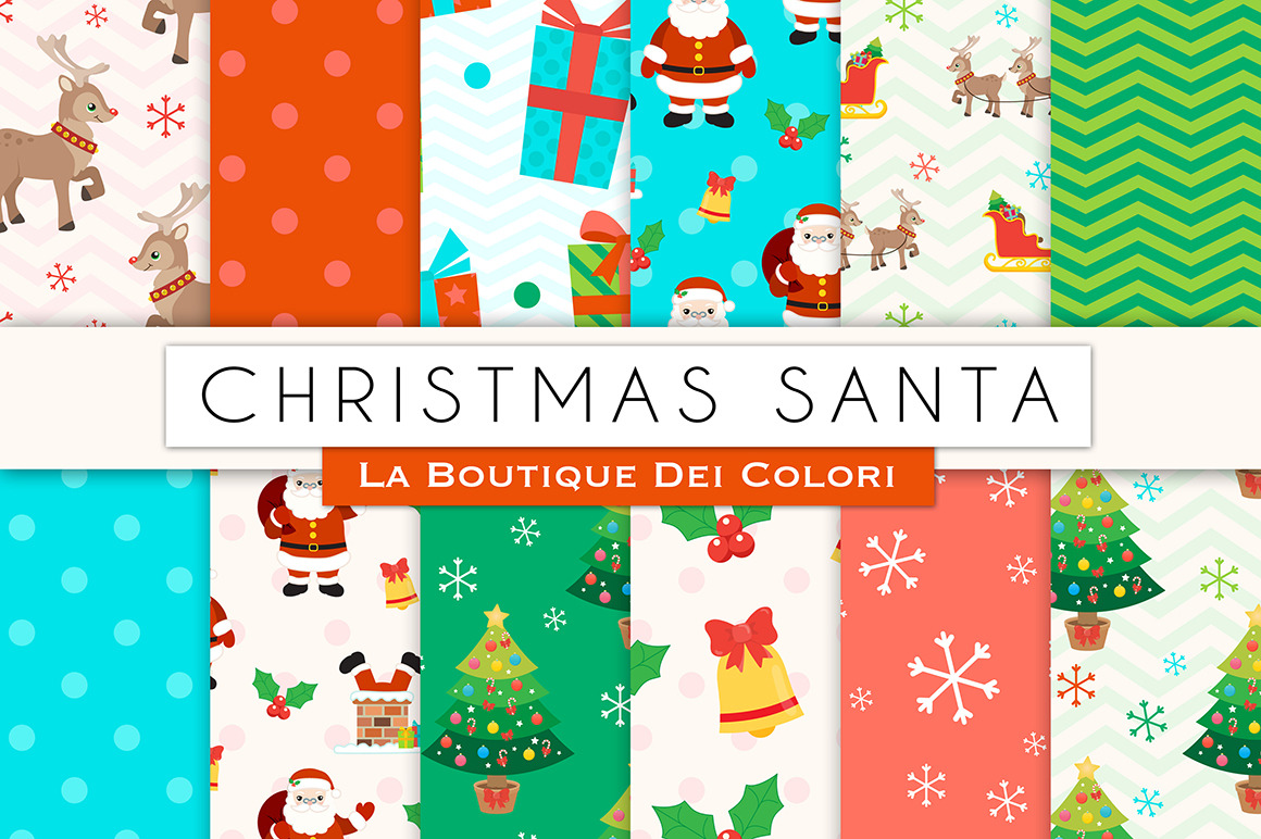 Christmas - Santa Digital Paper, a Pattern Graphic by La Boutique dei ...
