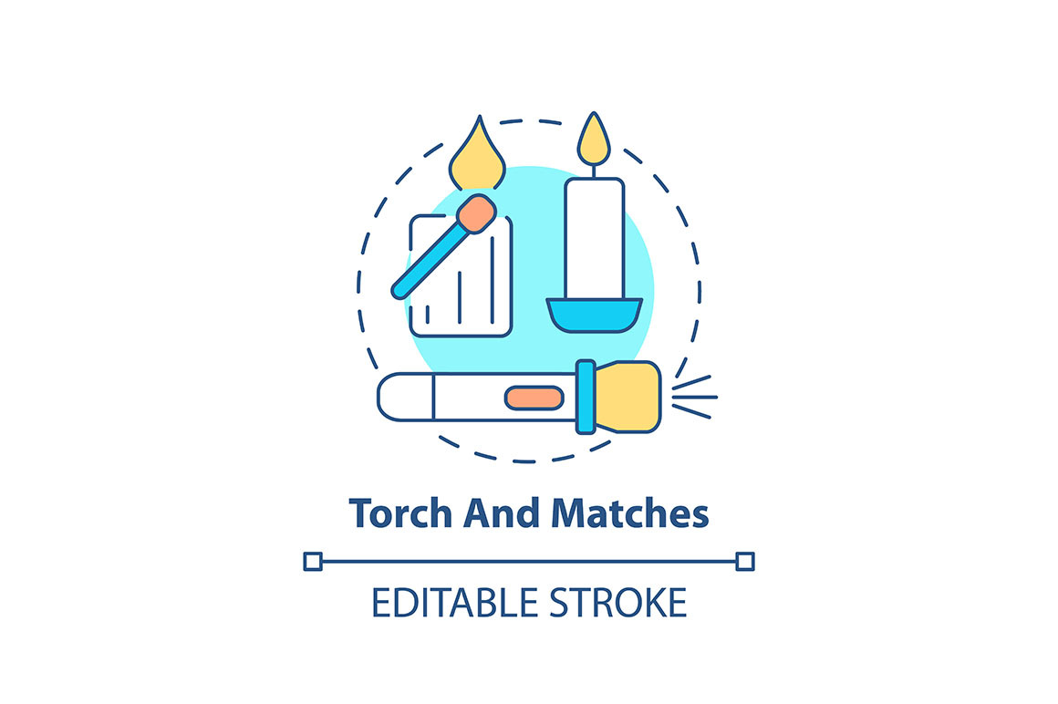 Torch and matches svg concept icon, an Outline Icon by bsd studio ...