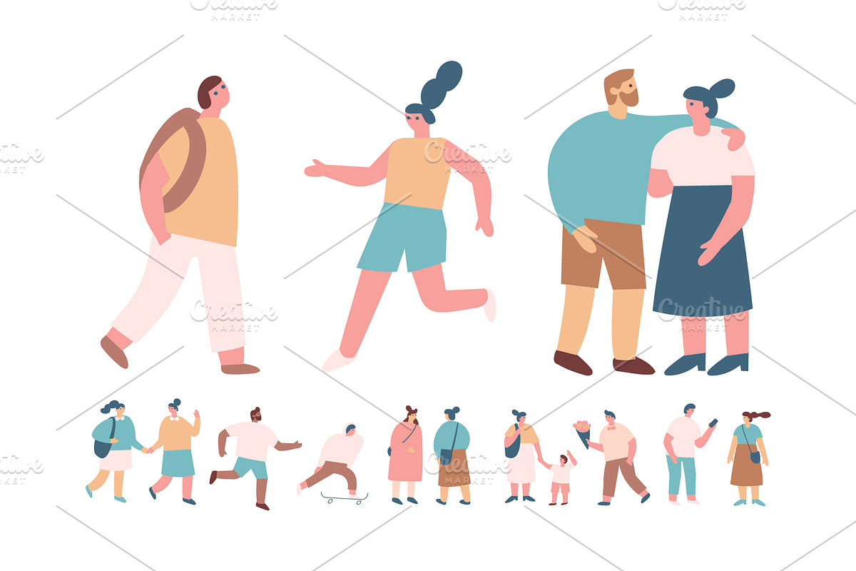Cute Tiny People vector bundle, a Person Illustration by Vector_Art