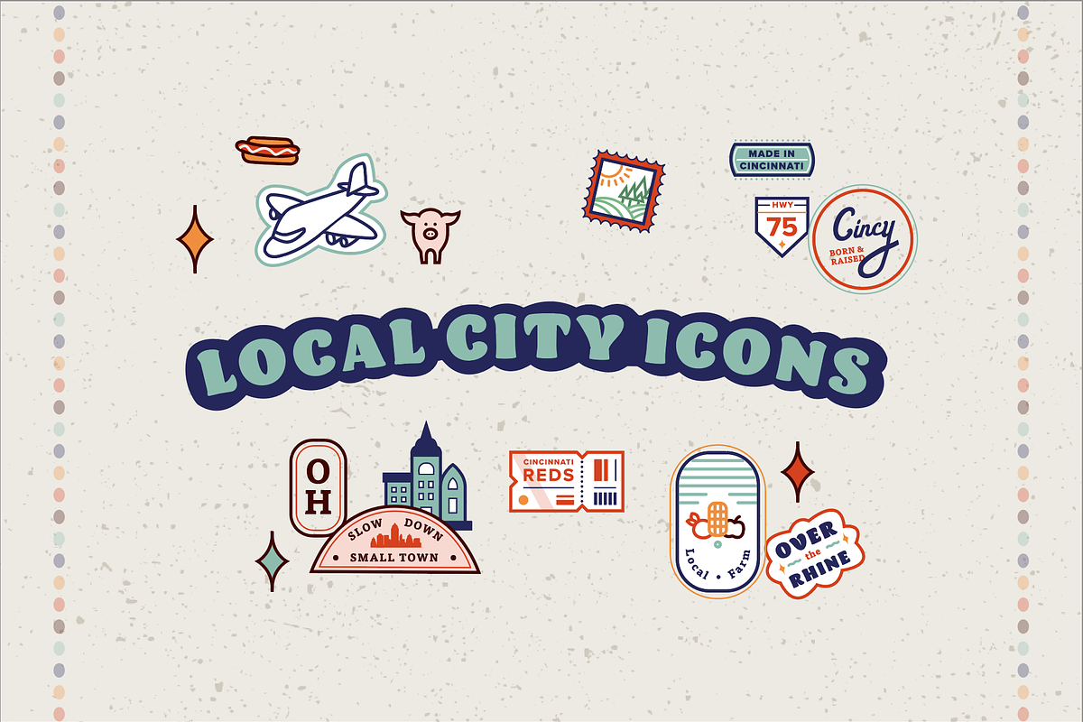 Small Town Local City Icon Kit, an Outline Icon by natmariedesign