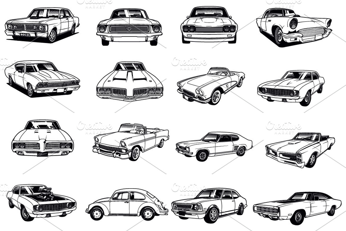 Classic Car Vector Pack vol 2, a Transportation Illustration by The ...