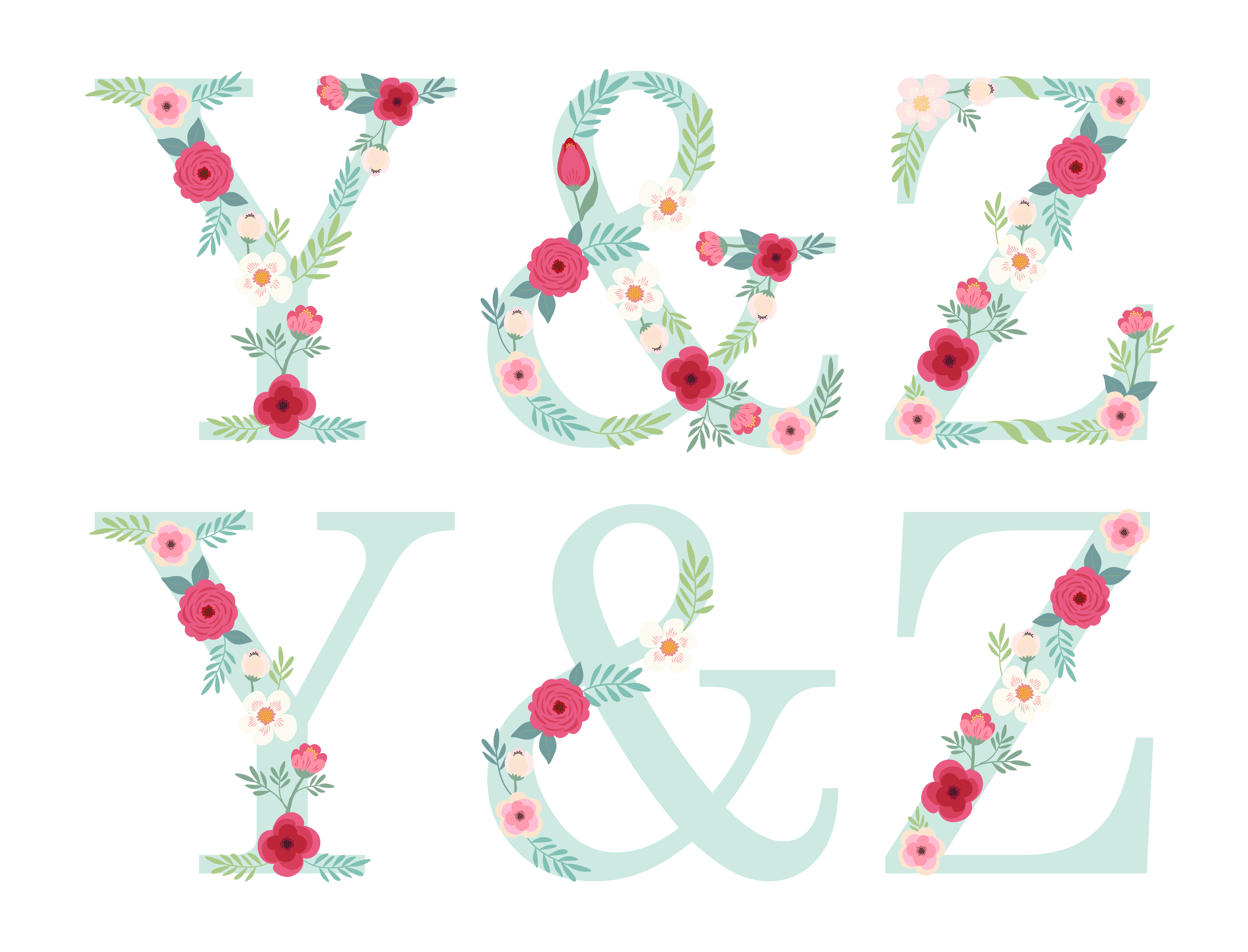 Cute floral rustic alphabet letters, an Object Graphic by C Design Studio
